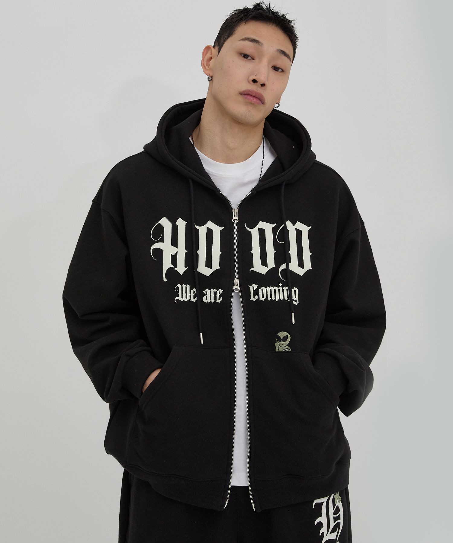 MUSINSA | HOODHOOD COMING SOON Hooded Zip-Up Black