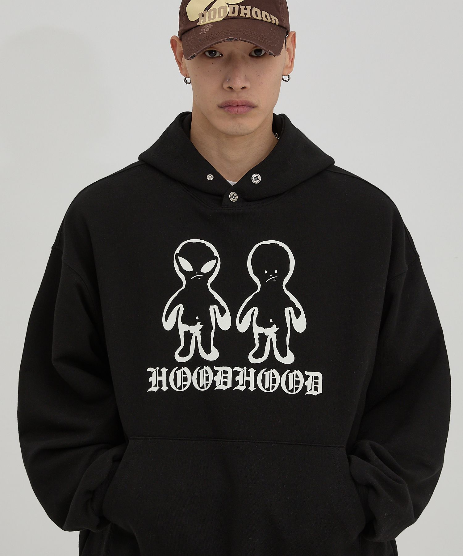MUSINSA | HOODHOOD Twin Alien Overfit Hood Black