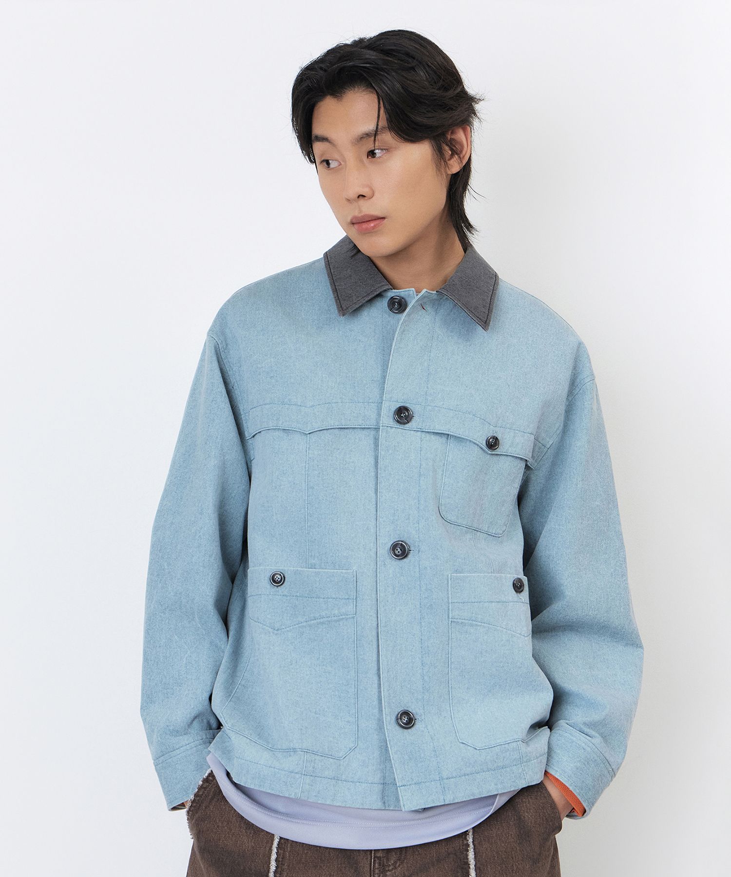 MUSINSA | NONTYPE WESTERN LAYERED WORK JACKET (BLUE)