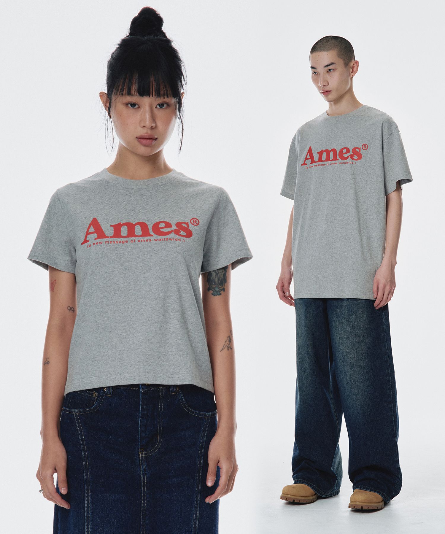 MUSINSA公式 | AMES-WORLDWIDE BASIC LOGO TEE GRAY