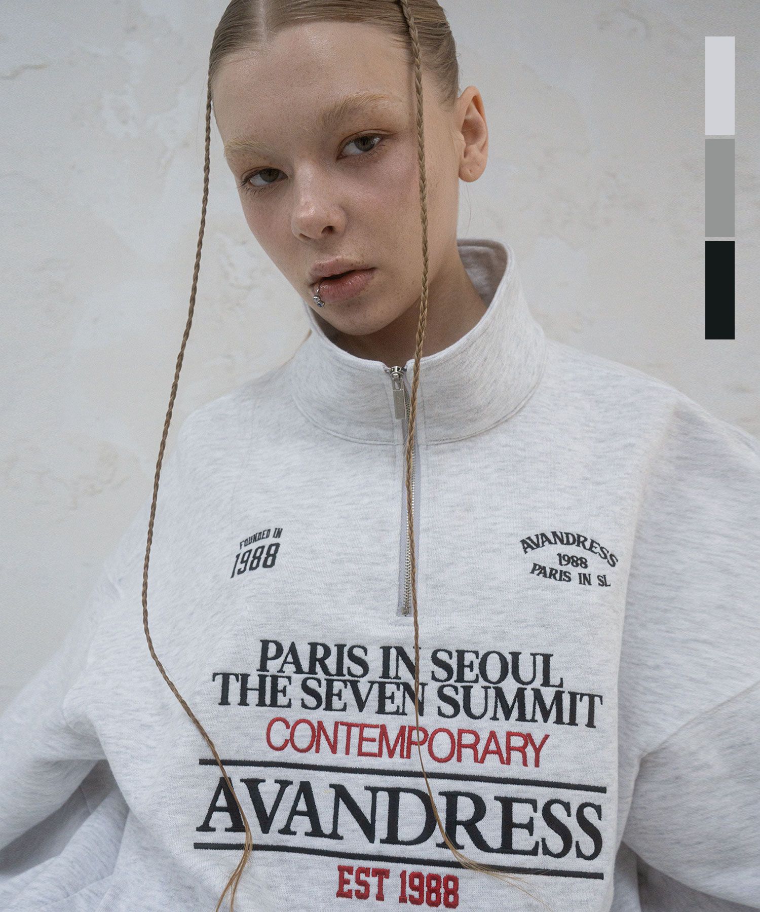 MUSINSA | AVANDRESS Mac Half Zip-up Sweatshirt - 3COL