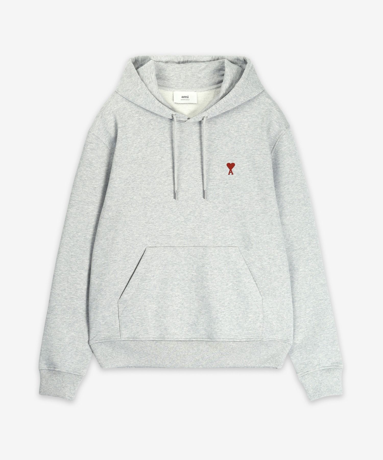 MUSINSA | AMI Red Heart Logo Hoodie - Heather Grey / BFUSW2357300951