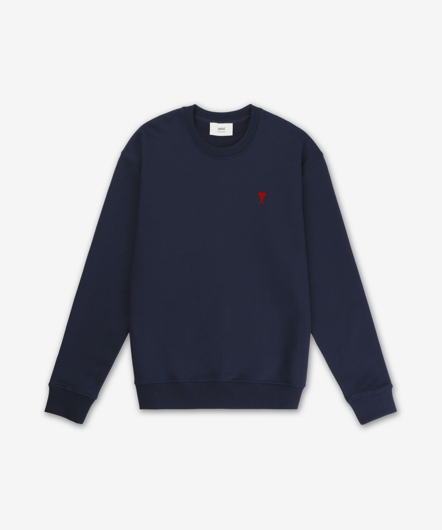 MUSINSA | AMI Red Heart Logo Sweatshirt - Night Blue / BFUSW035730430