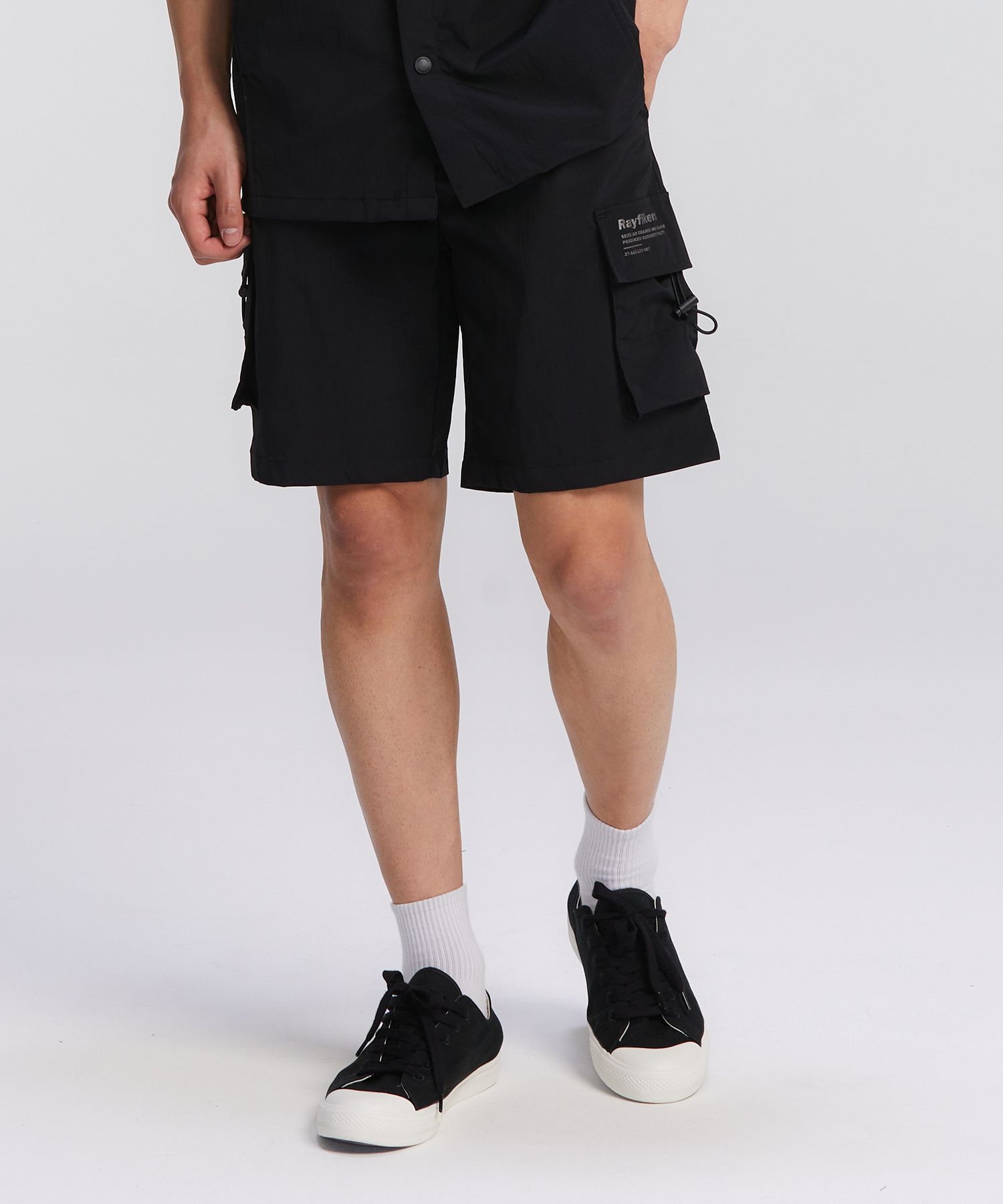 MUSINSA | RAYFIKERS double string cargo shorts-black