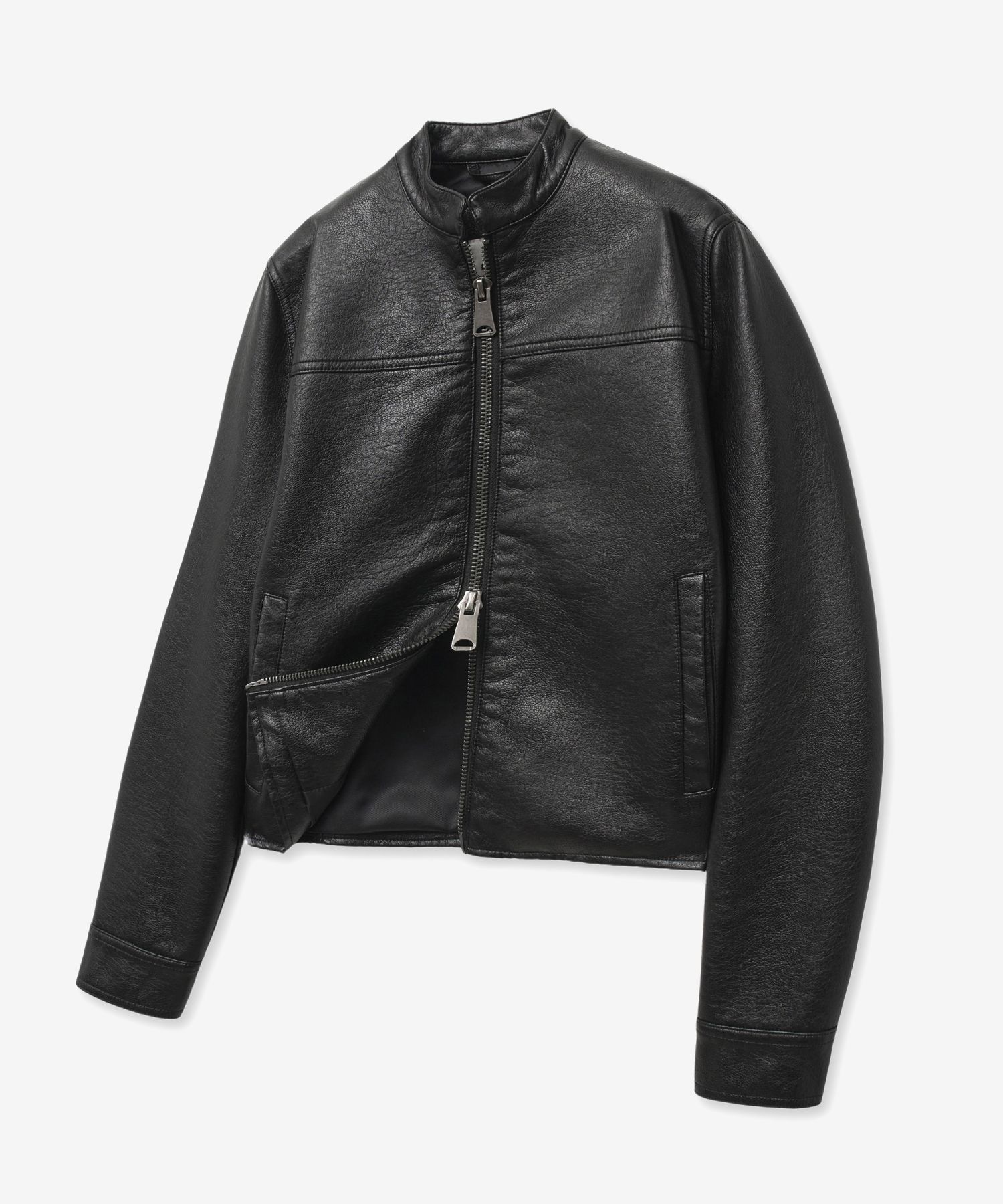MUSINSA | LADY VOLUME 9196 WASHING LEATHER BIKER JACKET (BLACK)