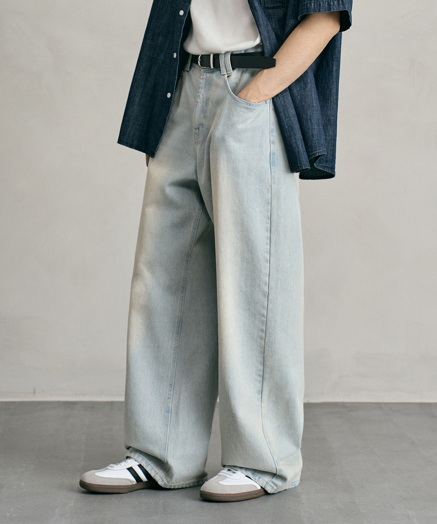 MUSINSA | DECET Tin Washed Wide Jeans DCPT059IceBlueB