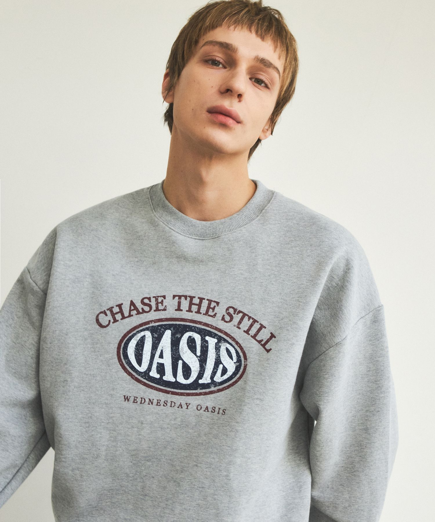 MUSINSA | WEDNESDAY OASIS Vintage Crack Oasis Sweatshirt_3Color(W25-TP03)