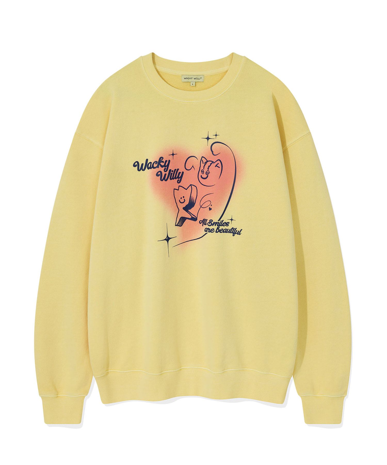 WACKY WILLY 小黃人貓咪擁抱圖案大學T (黃色) (Creatrip)