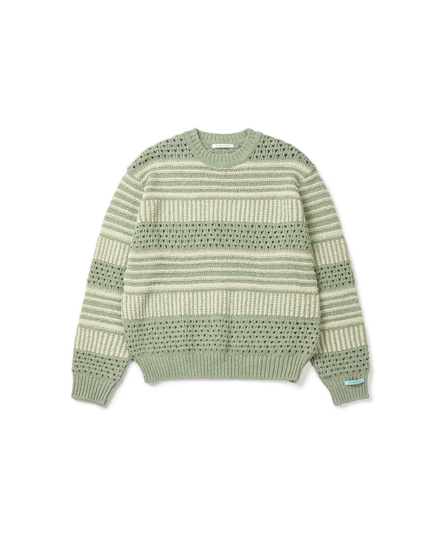 MUSINSA | INSTANTFUNK Men's Color Block Knit - Light Green