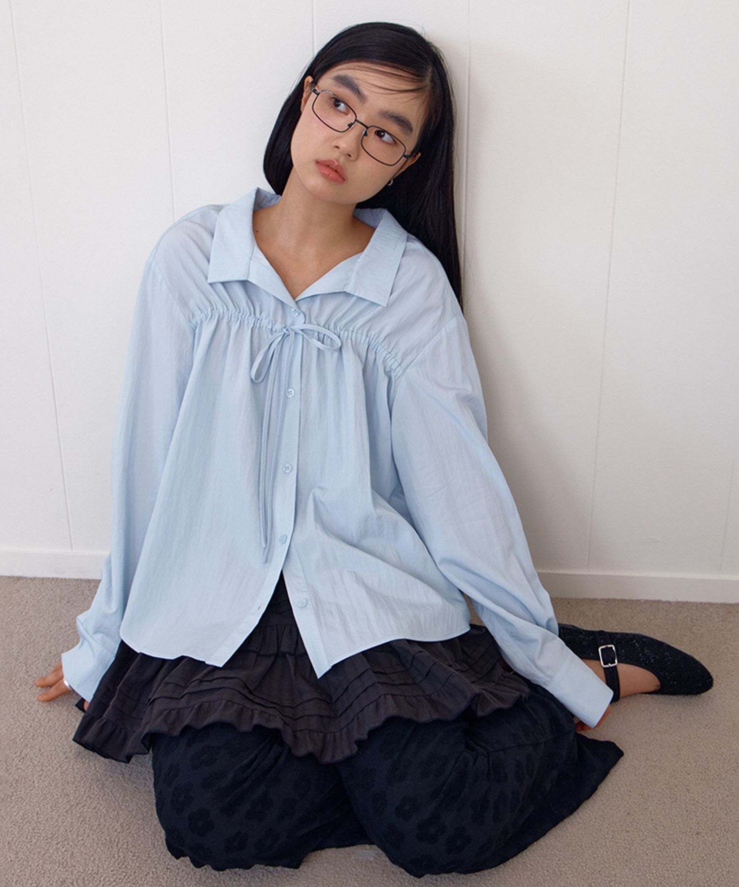 MUSINSA | CELITAILS STRING SHIRRING SHIRTS_SKY BLUE