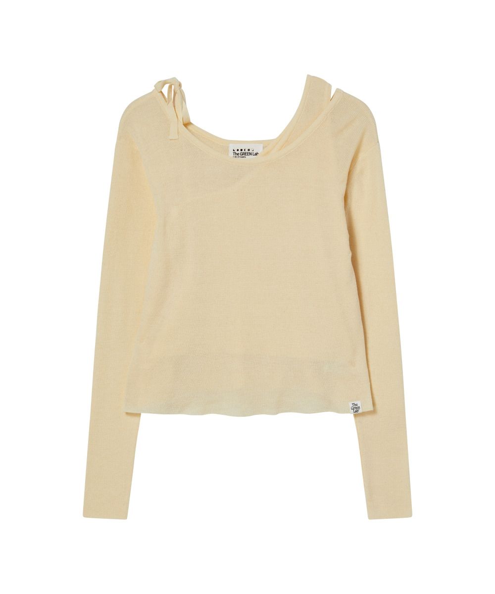 MUSINSA | THE GREEN LAB Layered Shoulder String Knit [Lemon Yellow]