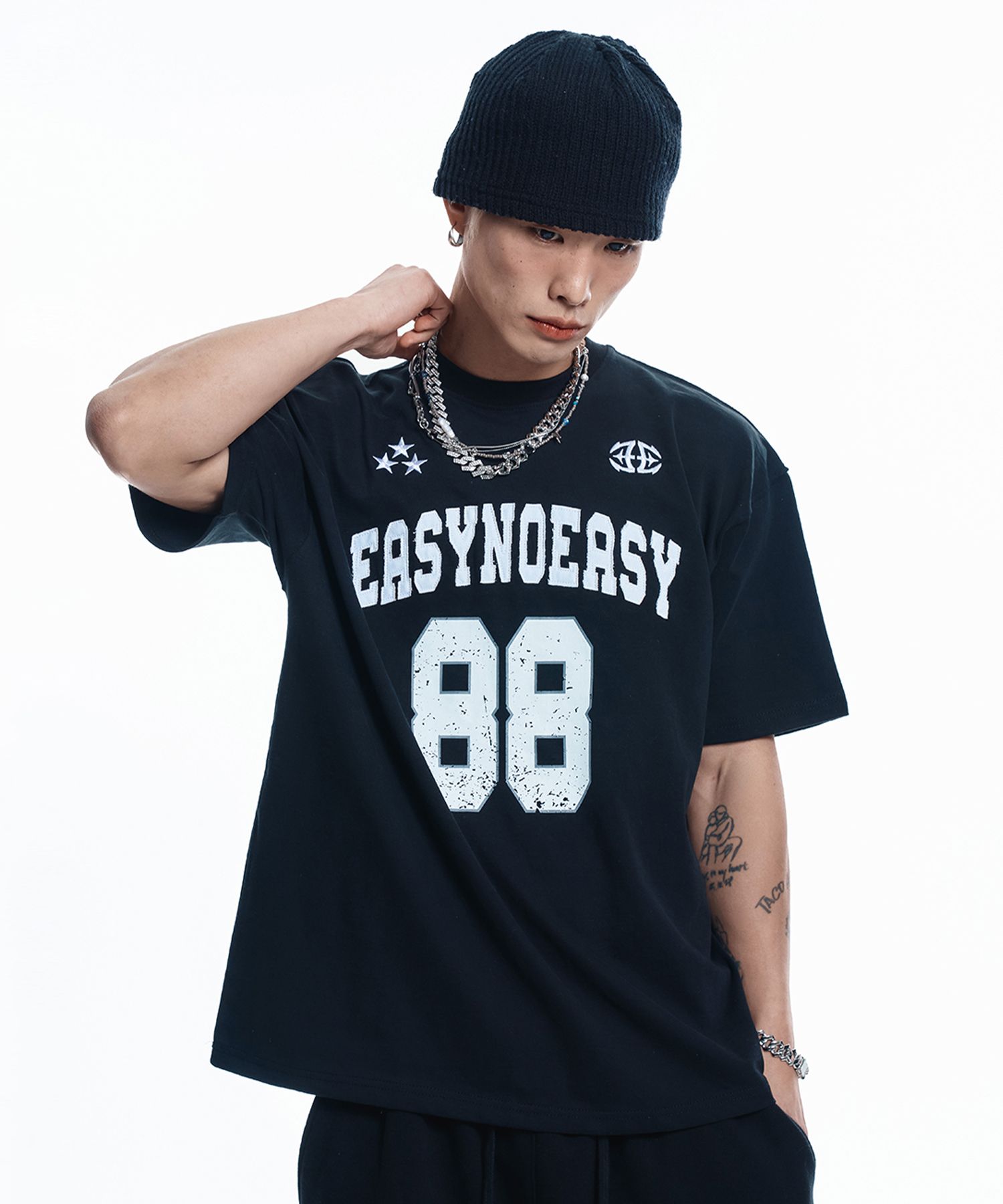 MUSINSA | EASY NO EASY 88 Football Short Sleeve T-Shirt - Black