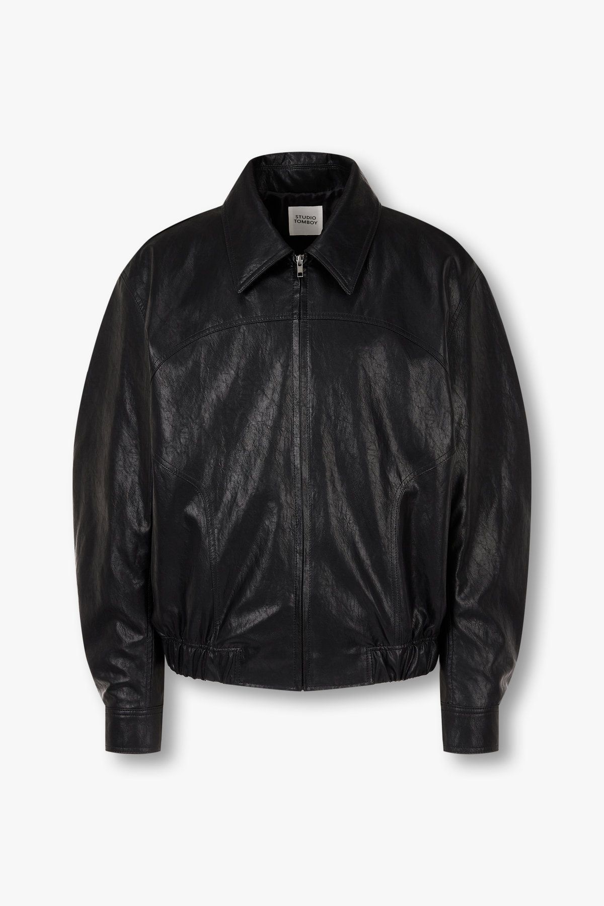 MUSINSA | STUDIO TOMBOY [MEN] Leather Blue Jacket _Black 9155161A02