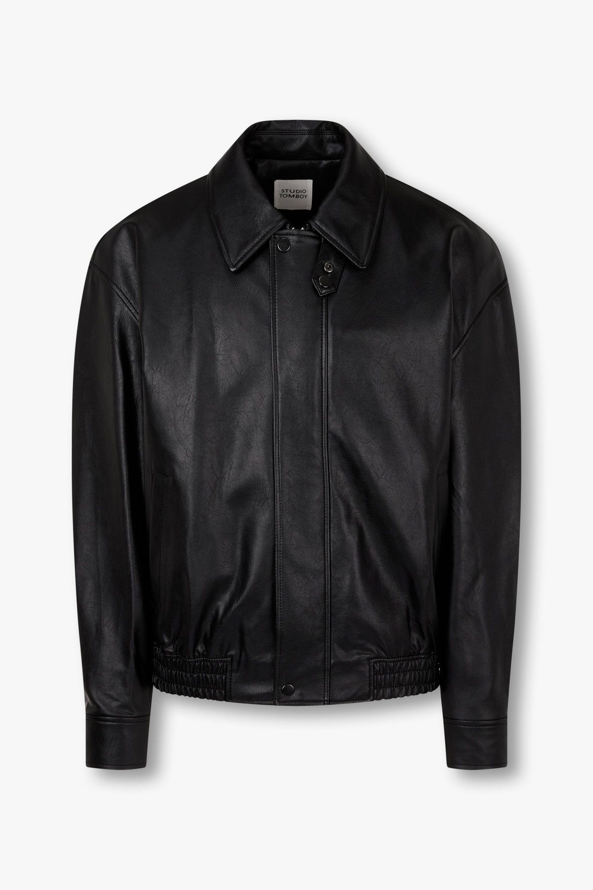 MUSINSA | STUDIO TOMBOY [MEN] Leather Overfit Jumper_Black 9155161210