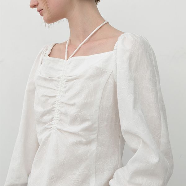 MUSINSA | ATELIER NAIN NECK STRING SHIRRING BLOUSE(BL-4292)