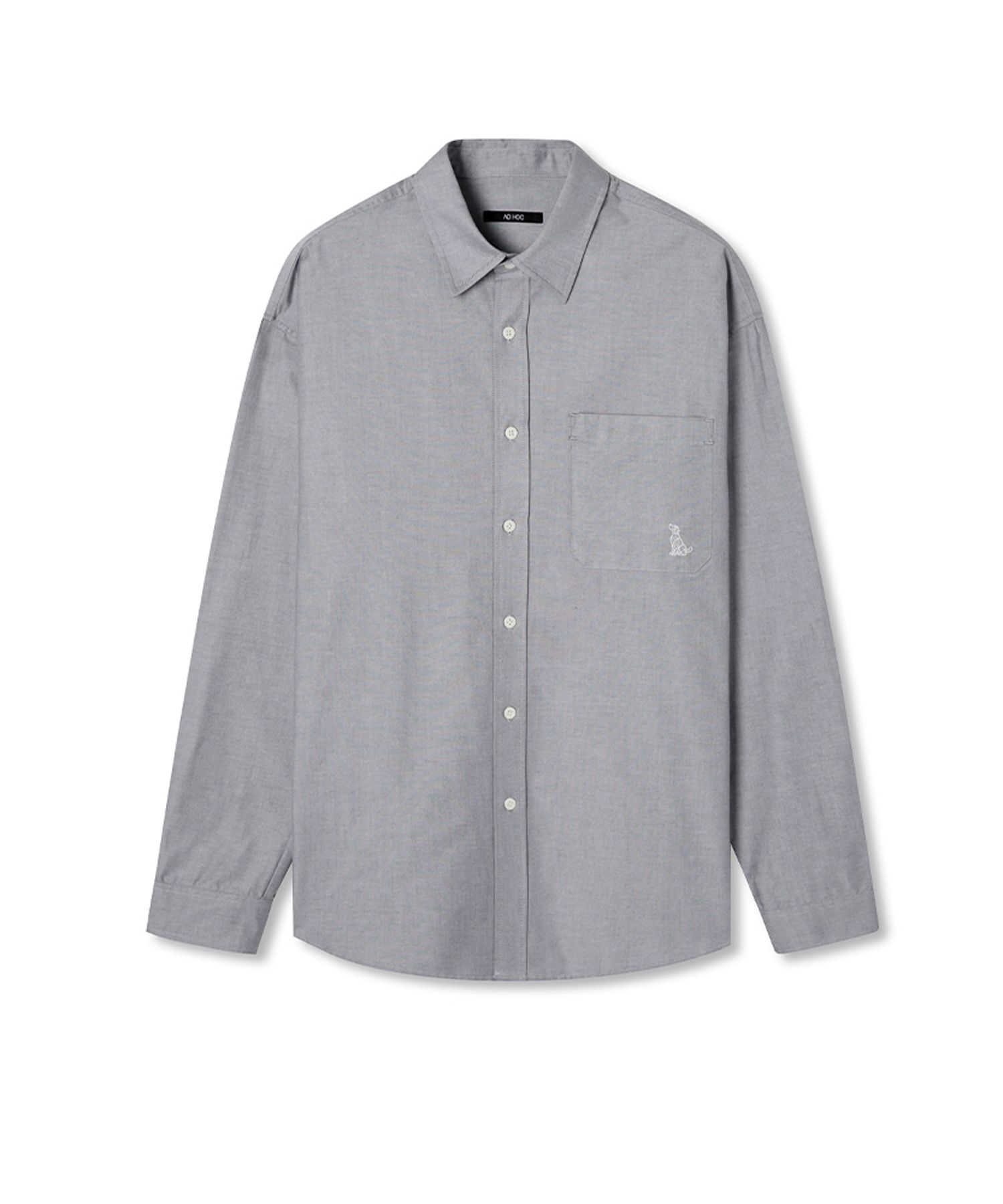 MUSINSA公式 | AD HOC Men's Basic One Pocket Oxford Shirt (GREY) (HBRLS30)