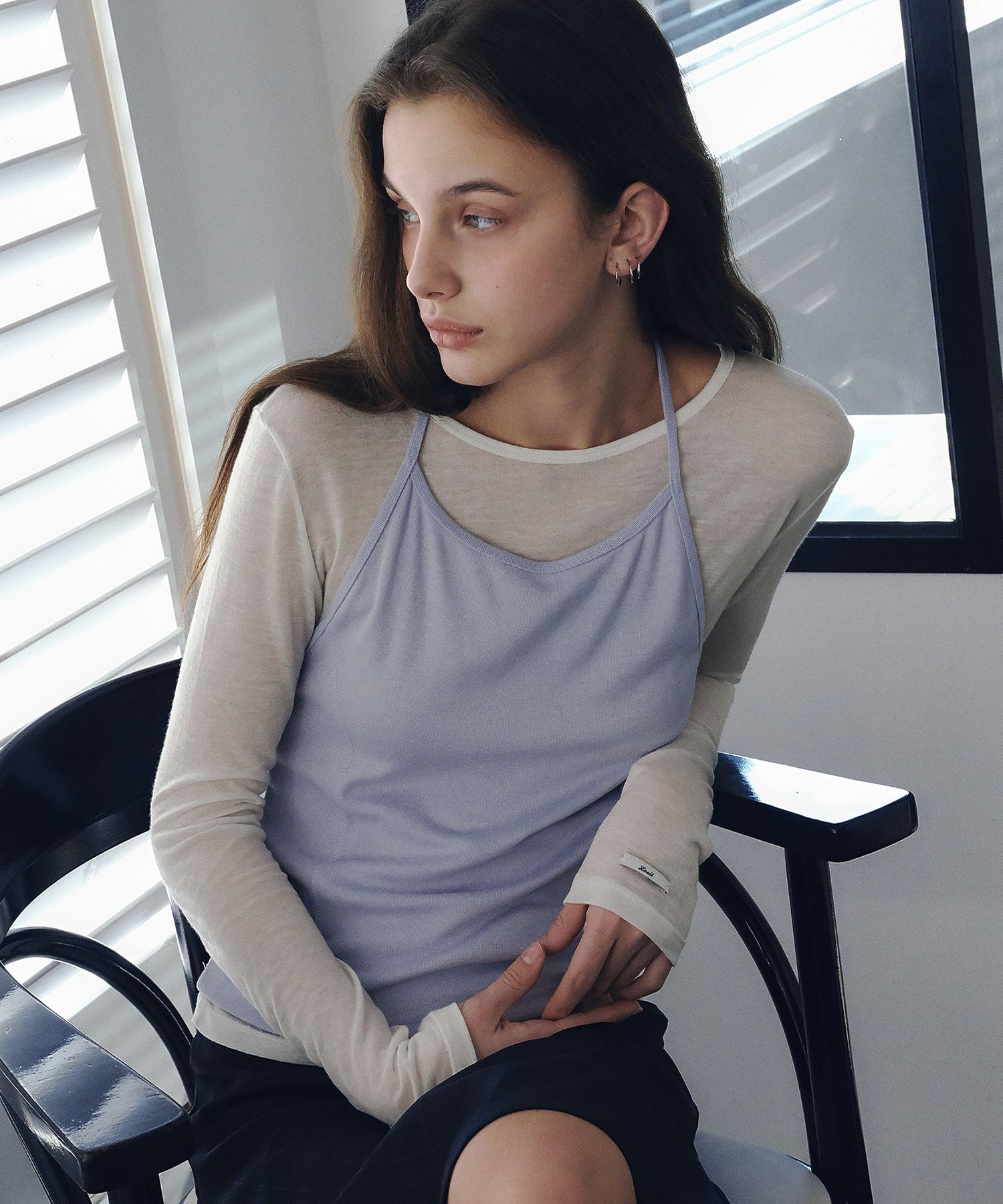 MUSINSA | LOEIL Layered Halter Sleeveless Top - Lavender Blue