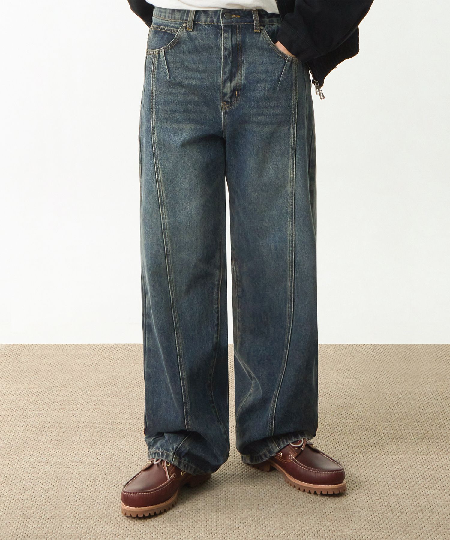 MUSINSA | DIMITRI BLACK VLAD Round Slash Denim Pants_Indigo Grey