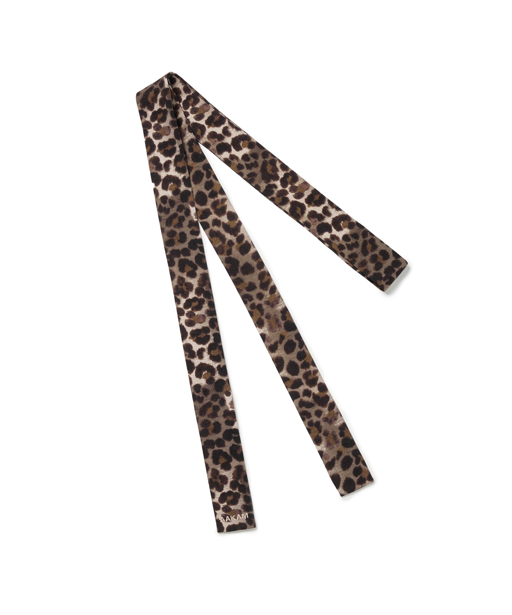 MUSINSA公式 | AAKAM Leopard Pattern Skinny Scarf (Khaki)
