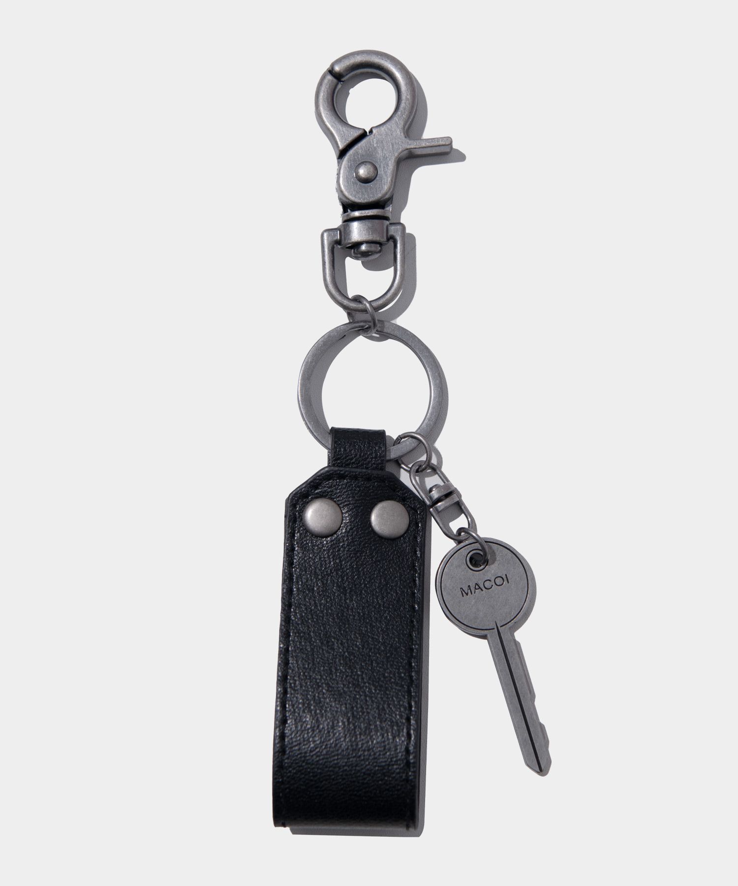 MUSINSA | MACOI Password Leather Layered Keyring [Black]
