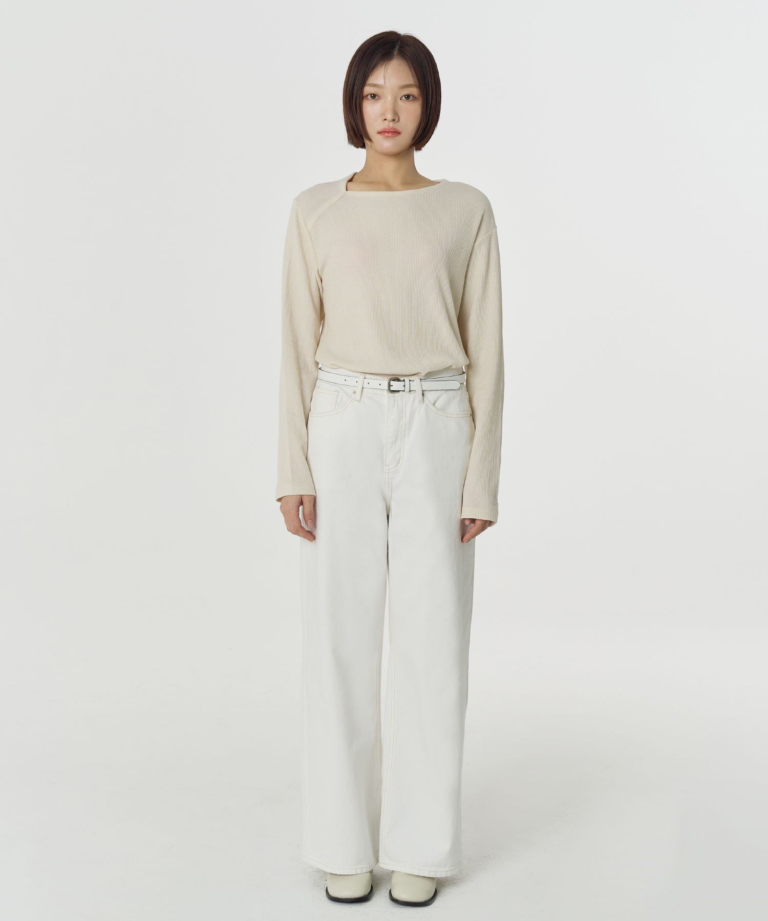 MUSINSA | JULIAPEPE Loose-Fit Cotton Jeans (White)