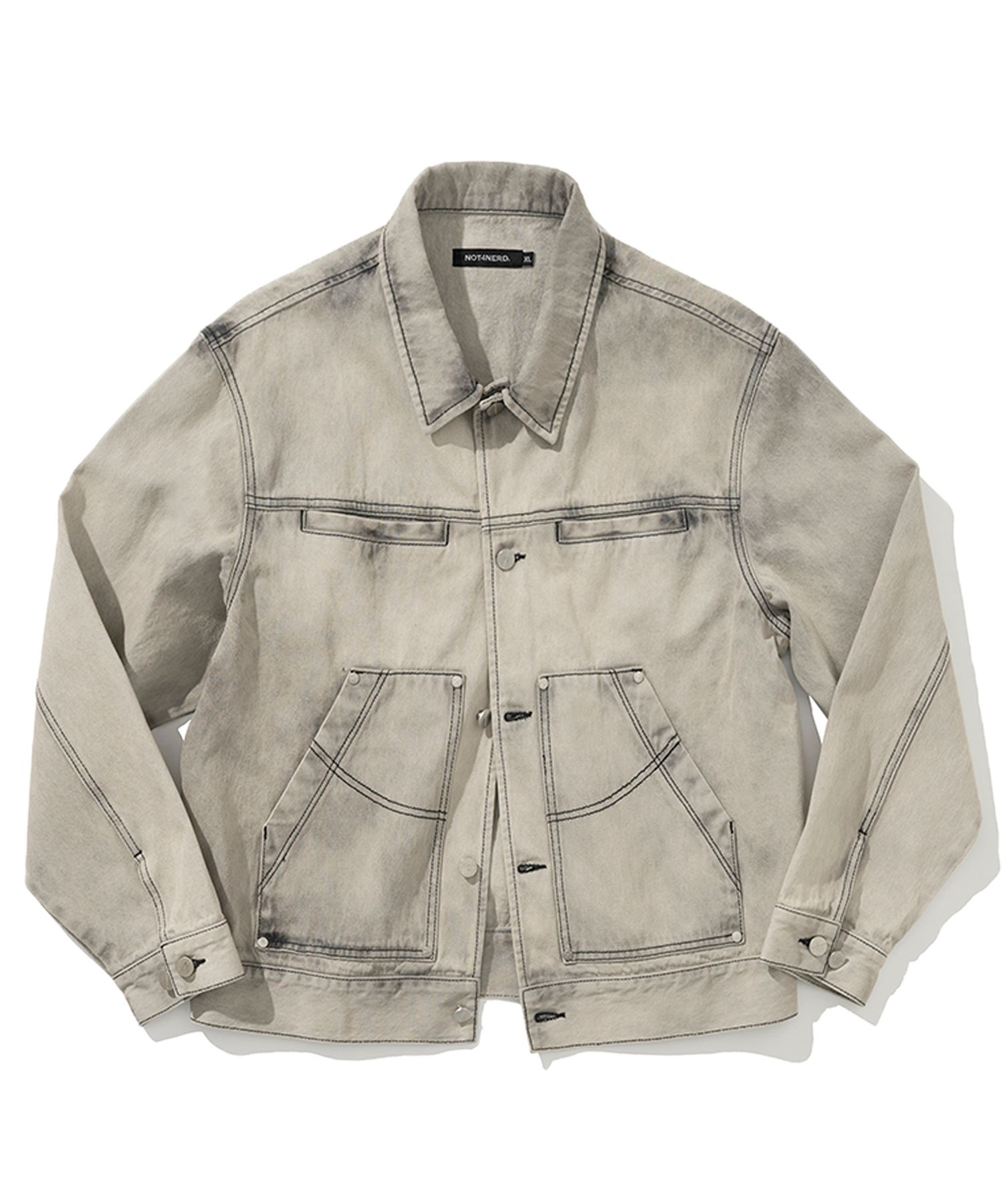 MUSINSA公式 | NOT4NERD Cinch Back Trucker Denim Jacket - Beige