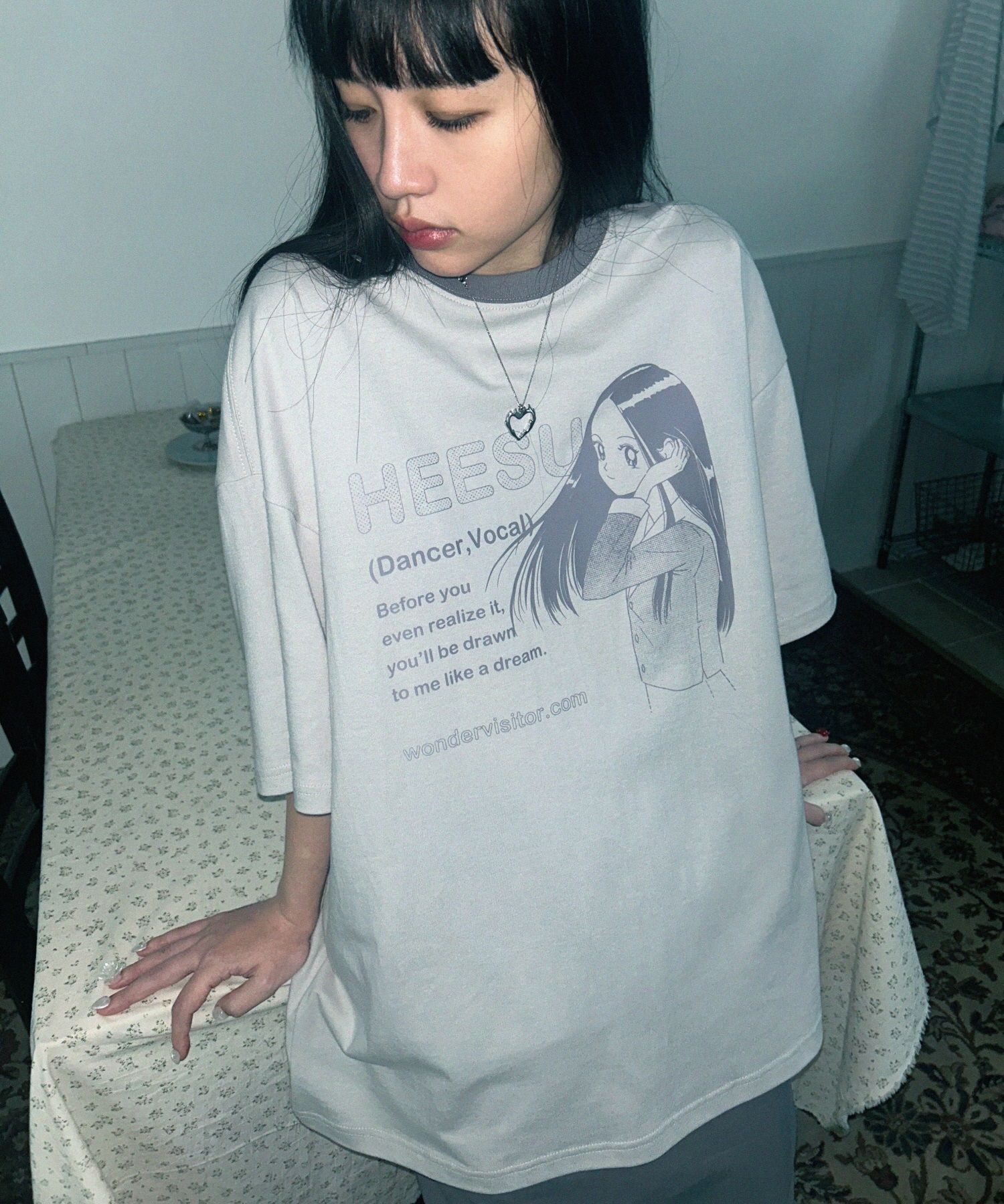 MUSINSA | WONDERVISITOR HEESU pfp Overfit T-shirt [Grey]