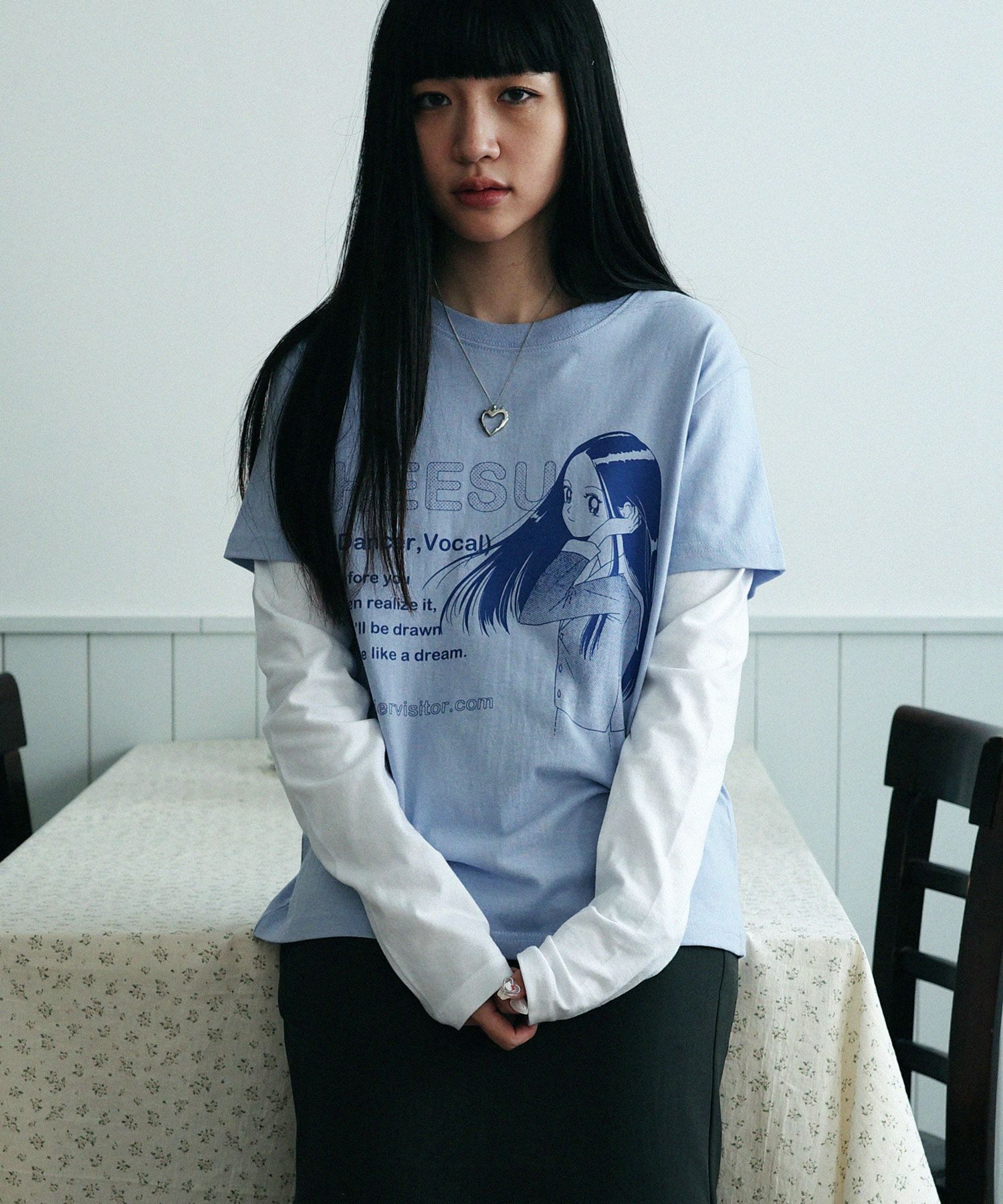 MUSINSA | WONDERVISITOR HEESU pfp Layered LS-T [Blue]