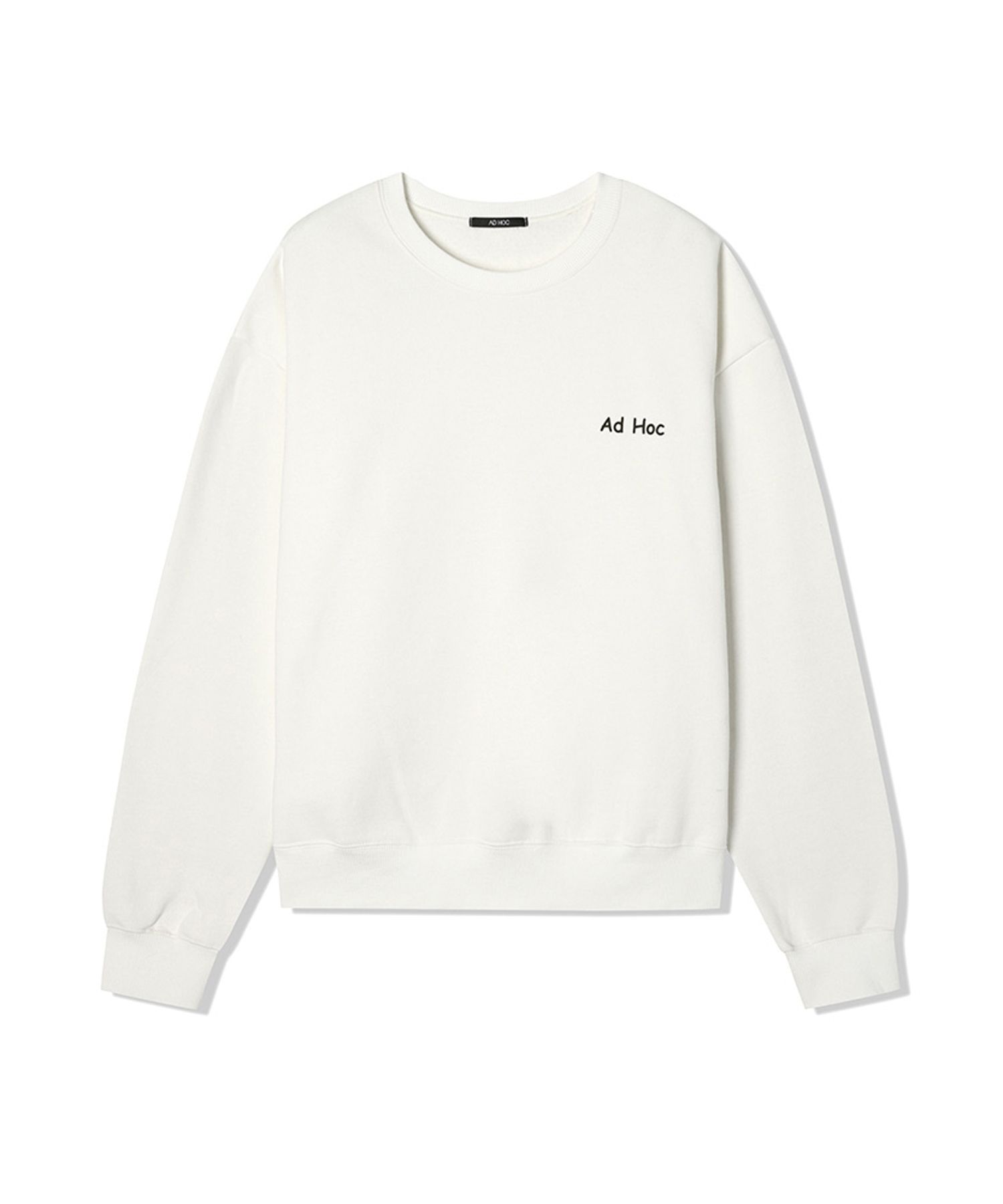 MUSINSA | AD HOC Men's Small Logo Fleece Sweatshirt (WHITE) (HB2LTA5)