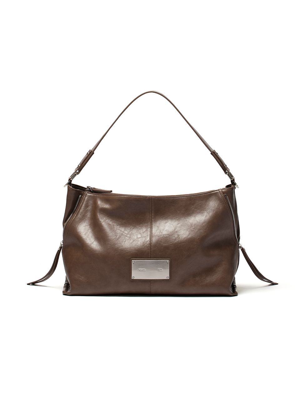 MUSINSA公式 | MATIN KIM SIDE ZIPPER SHOULDER BAG IN DARK BROWN