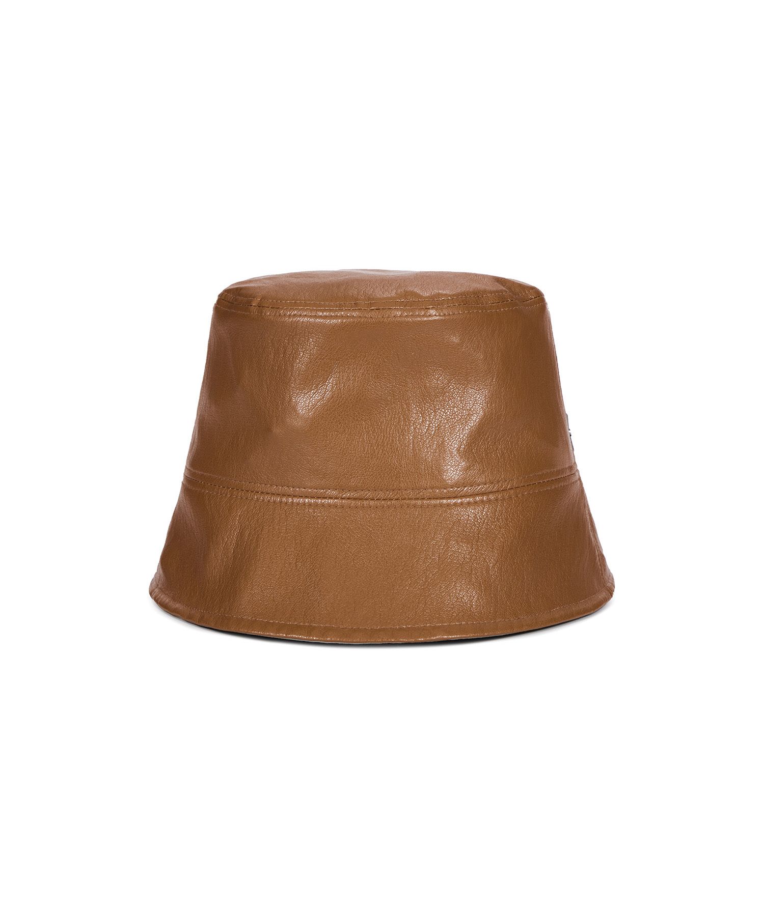 MUSINSA | VARZAR VA Cubic Stud Vegan Leather Drop Bucket Hat Camel