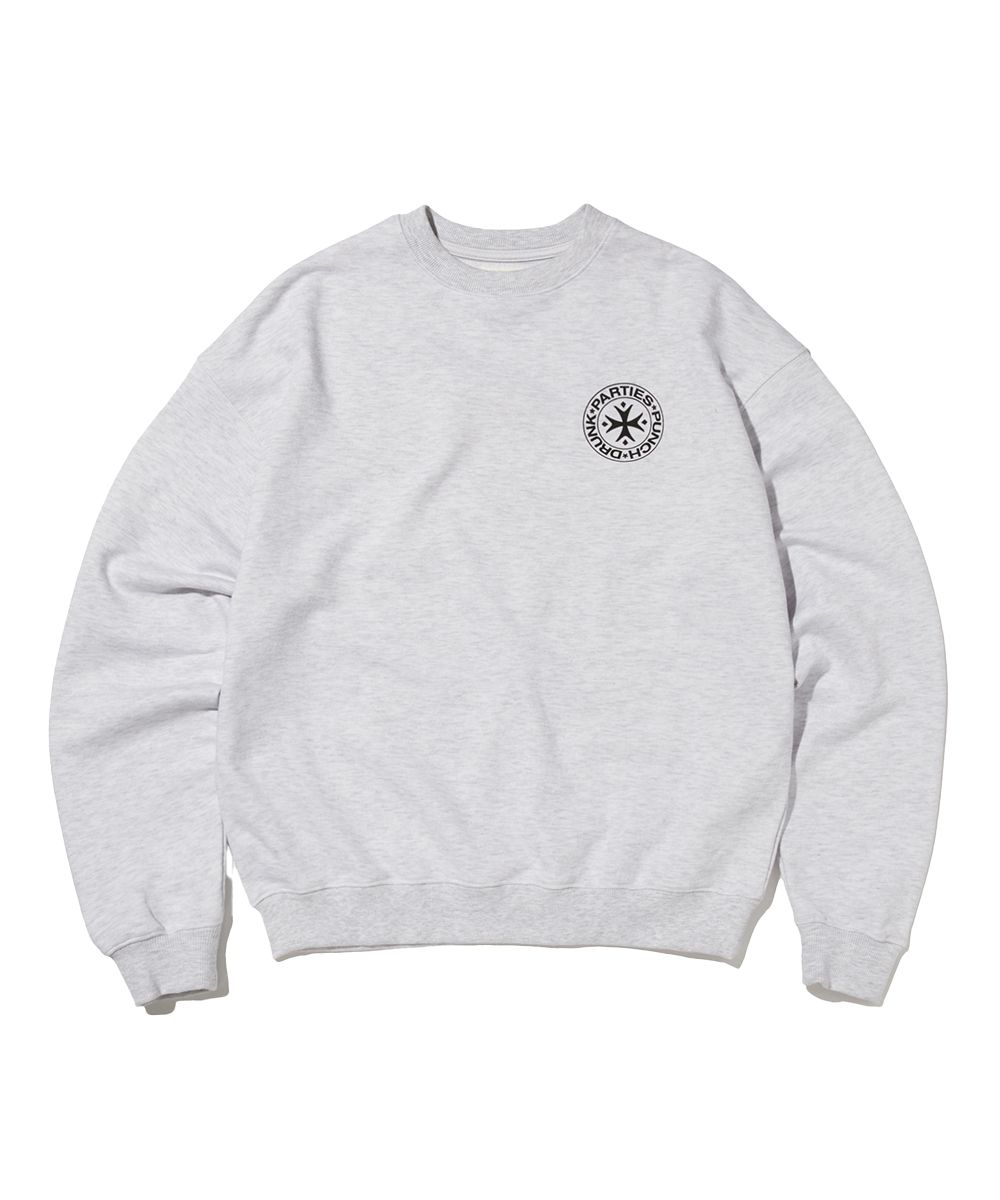 MUSINSA | PUNCH DRUNK PARTIES Circle Logo Sweatshirts (MELANGE WHITE)