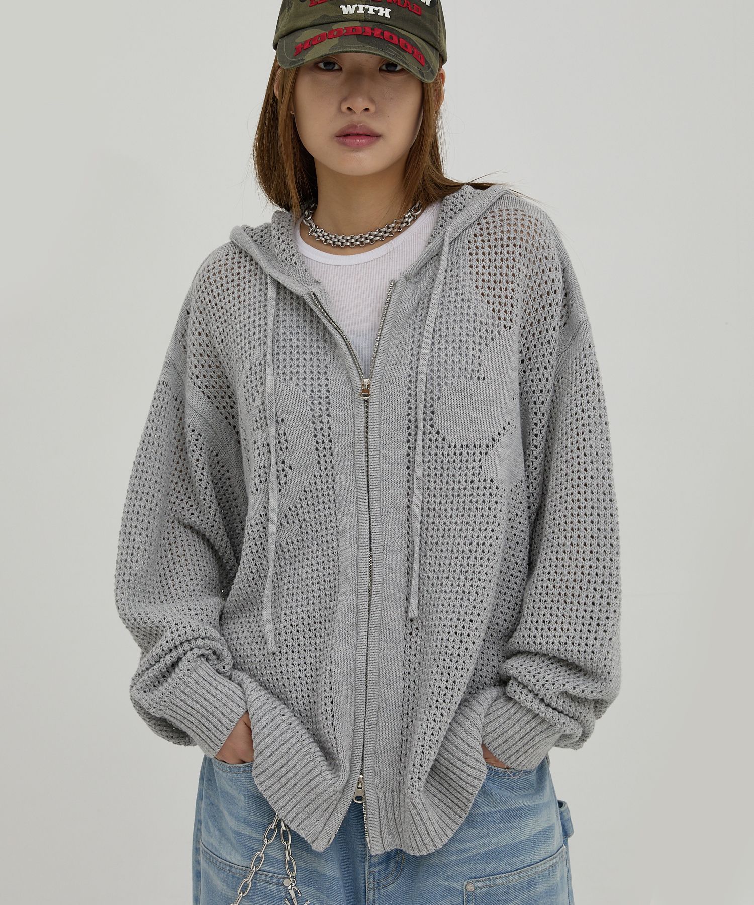 MUSINSA | HOODHOOD H Skashi Knit Hoodie Gray