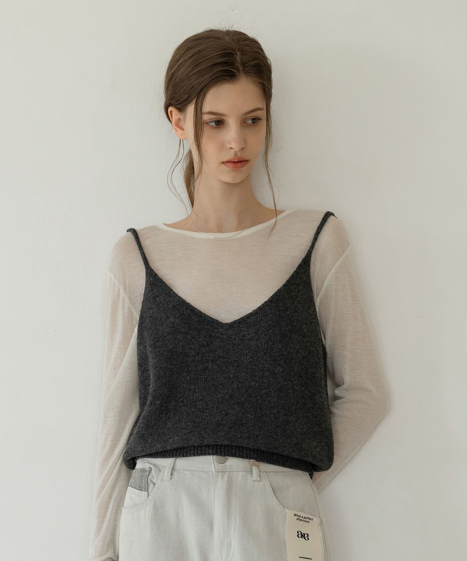 MUSINSA公式 | NON AND NON THIN NECK WOOL TENCEL SEE-THROUGH T-SHIRT ...