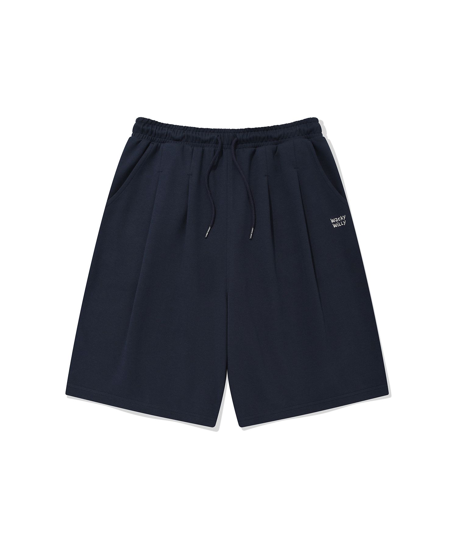 MUSINSA | WACKY WILLY Two Tuck Bermuda Sweat Shorts Navy