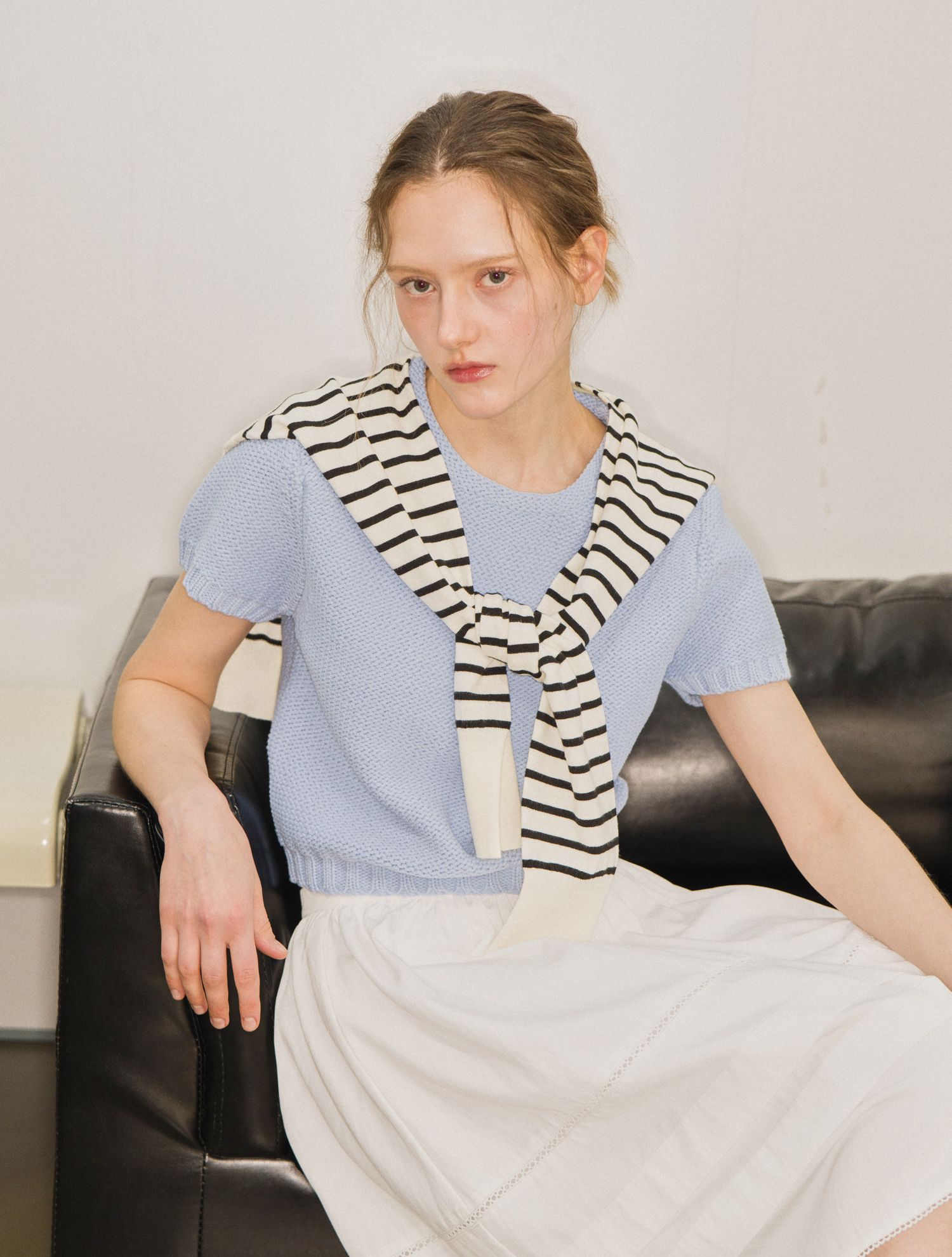 MUSINSA公式 | GENERAL IDEA Bold Cotton Half Knit [BLUE] / WBE1L05511