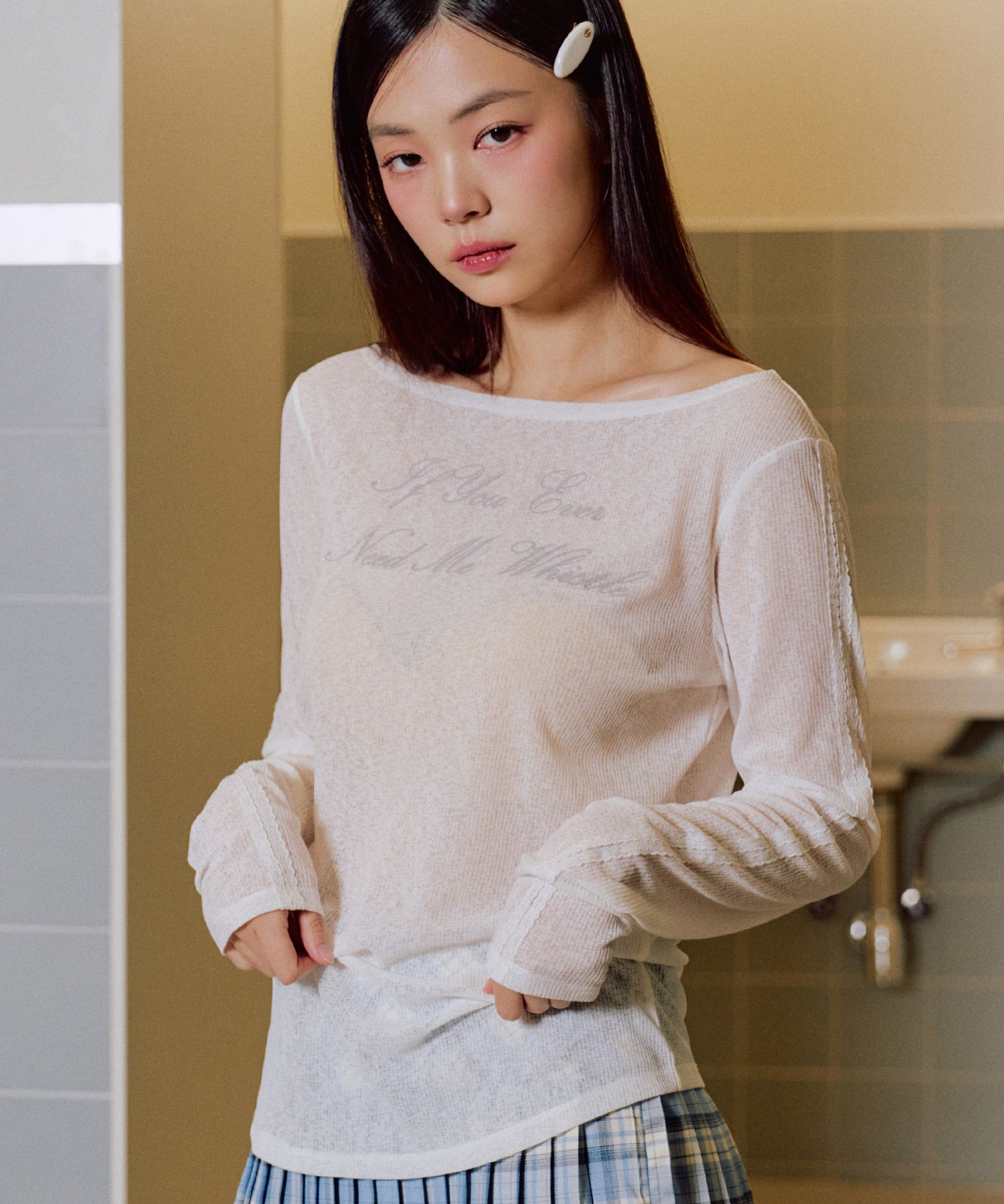 MUSINSA公式 | ZEROPLANET Run See-through Long Sleeve [WHITE]