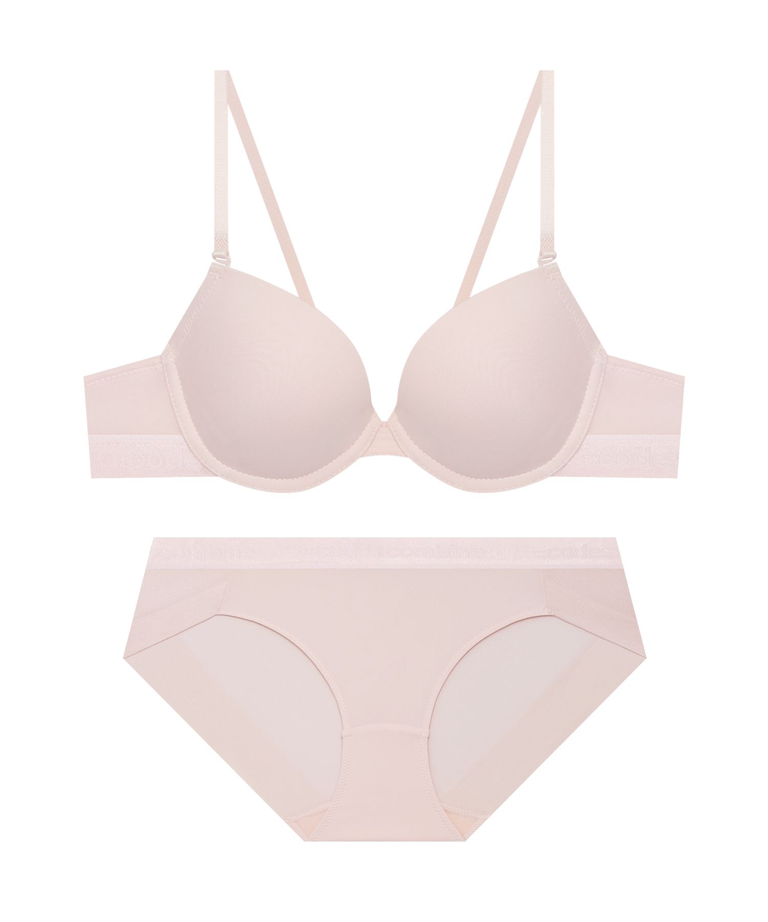 MUSINSA公式 | CODESCOMBINE INNERWEAR Basic Line Point Aerocool Bra Ham Panty Set_Light Pink