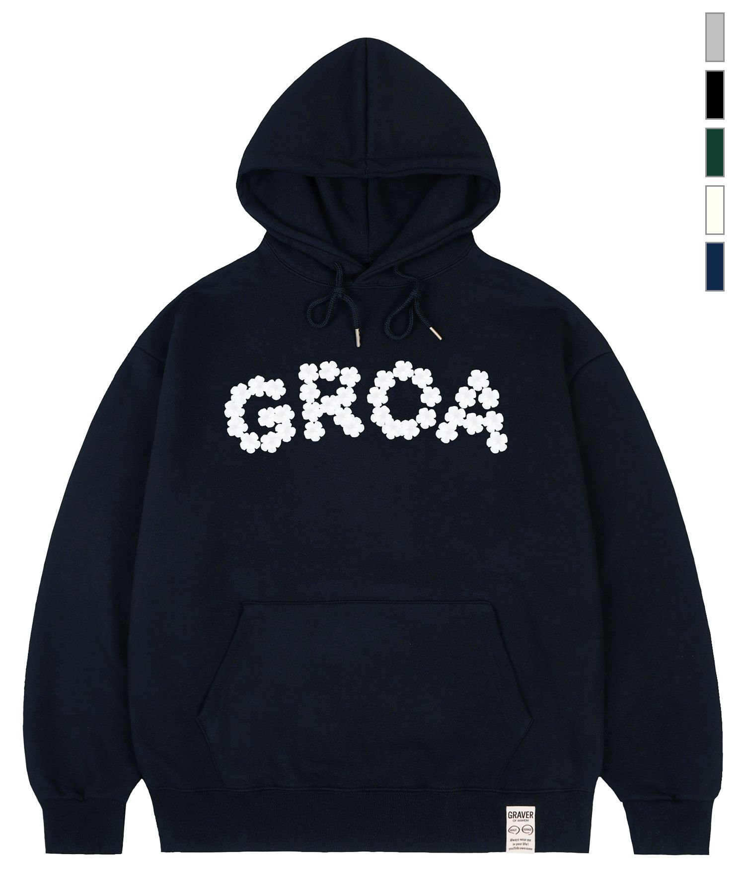 MUSINSA | GRAVER [UNISEX]GROA Flower Logo Hoodie_5color