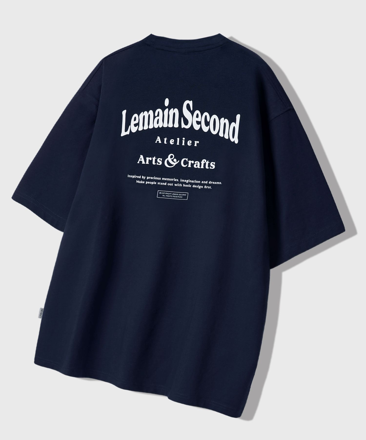 MUSINSA | LEMAIN SECOND Back Point Atelier Overfit Short Sleeve T-Shirt [Navy]