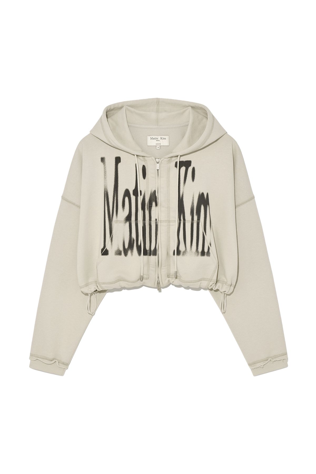 MUSINSA公式 | MATIN KIM BIG LOGO CROP HOODY ZIP UP IN BEIGE