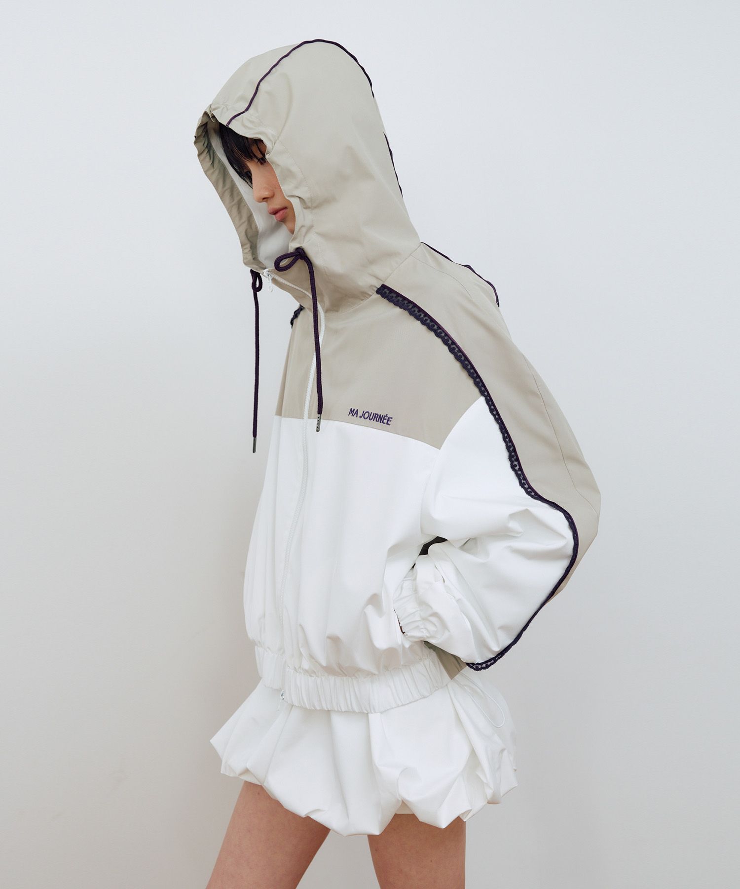 MUSINSA公式 | MA JOURNEE COLOR BLOCK WIND BREAKER_BEIGE