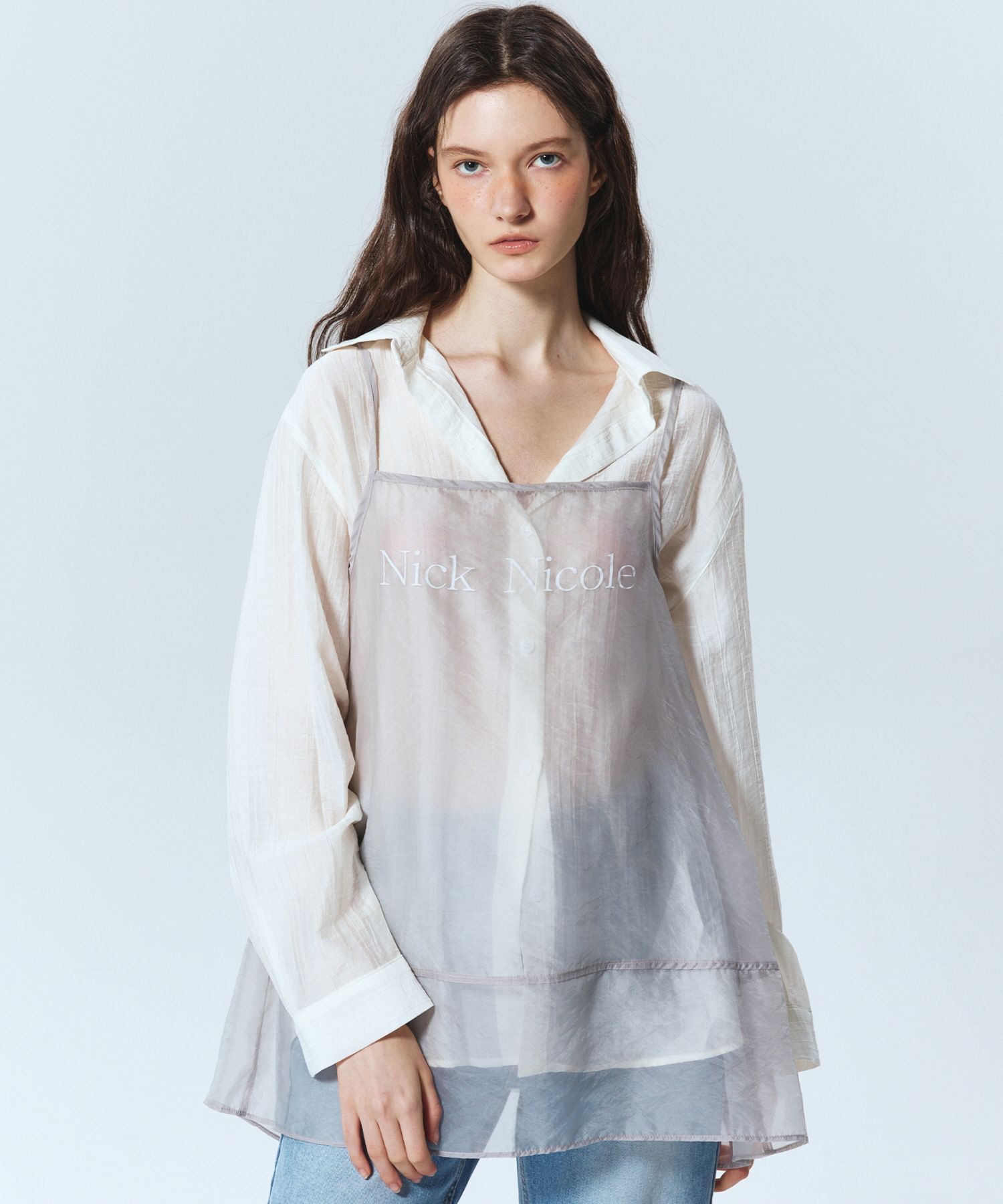 MUSINSA公式 | NICK&NICOLE SEE-THROUGH LAYERED BUSTIER_LIGHT GRAY