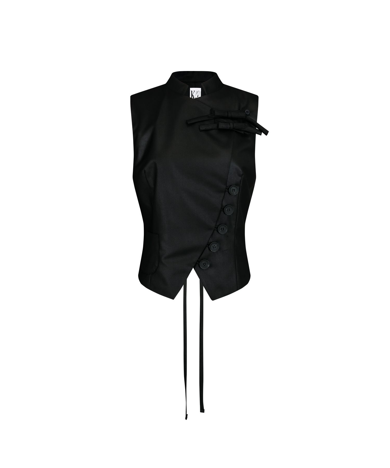 MUSINSA | KASHIKO Preppy China Collar Vest Black