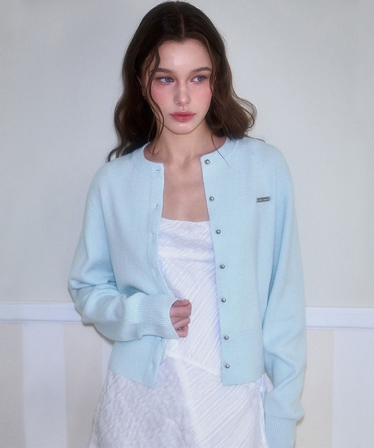 MUSINSA公式 | ROSÉ FRANTZ Nickel Round Cardigan [Sky Blue]