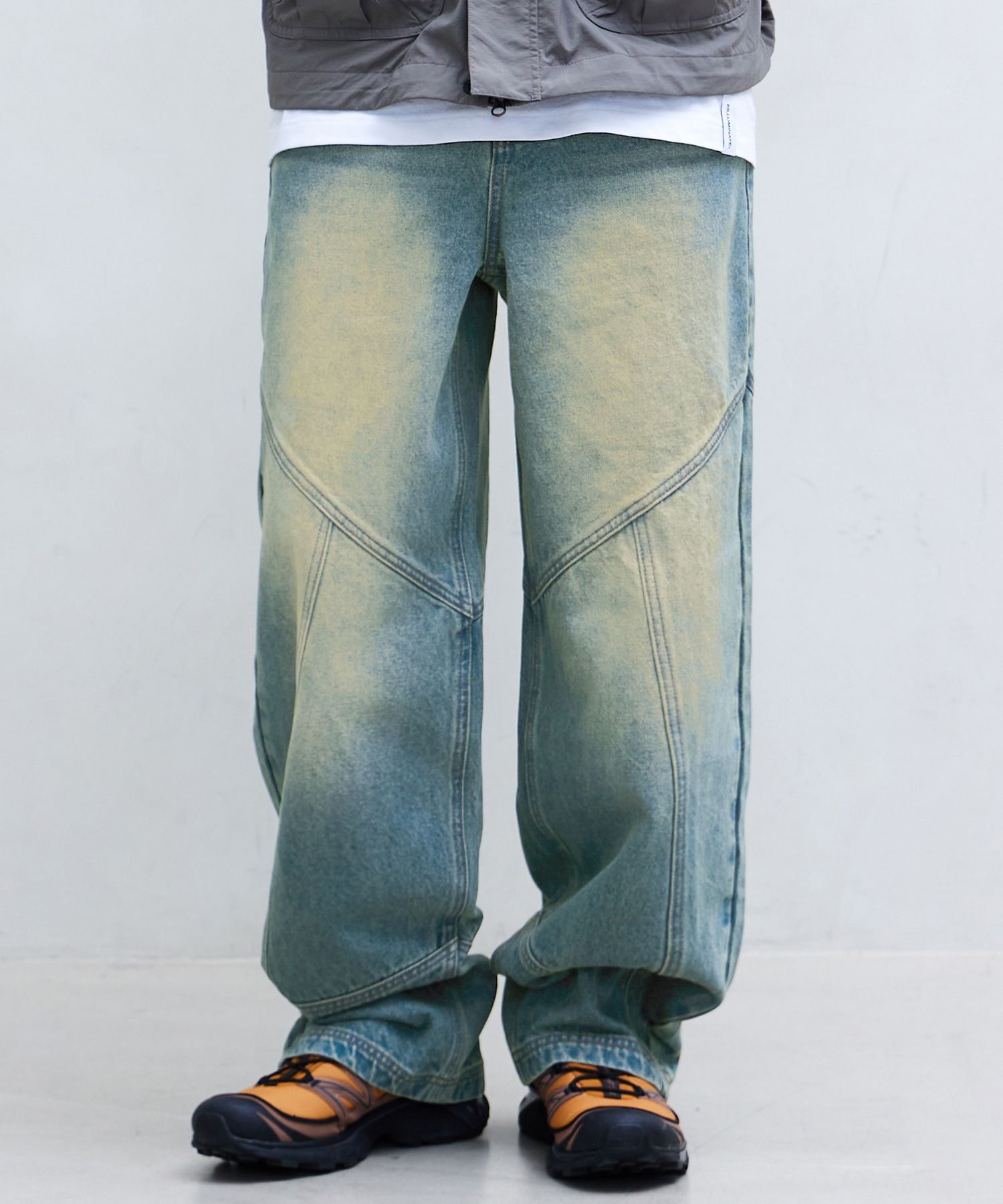 MUSINSA | FILLUMINATE Wide Panel Denim Pants-Blue