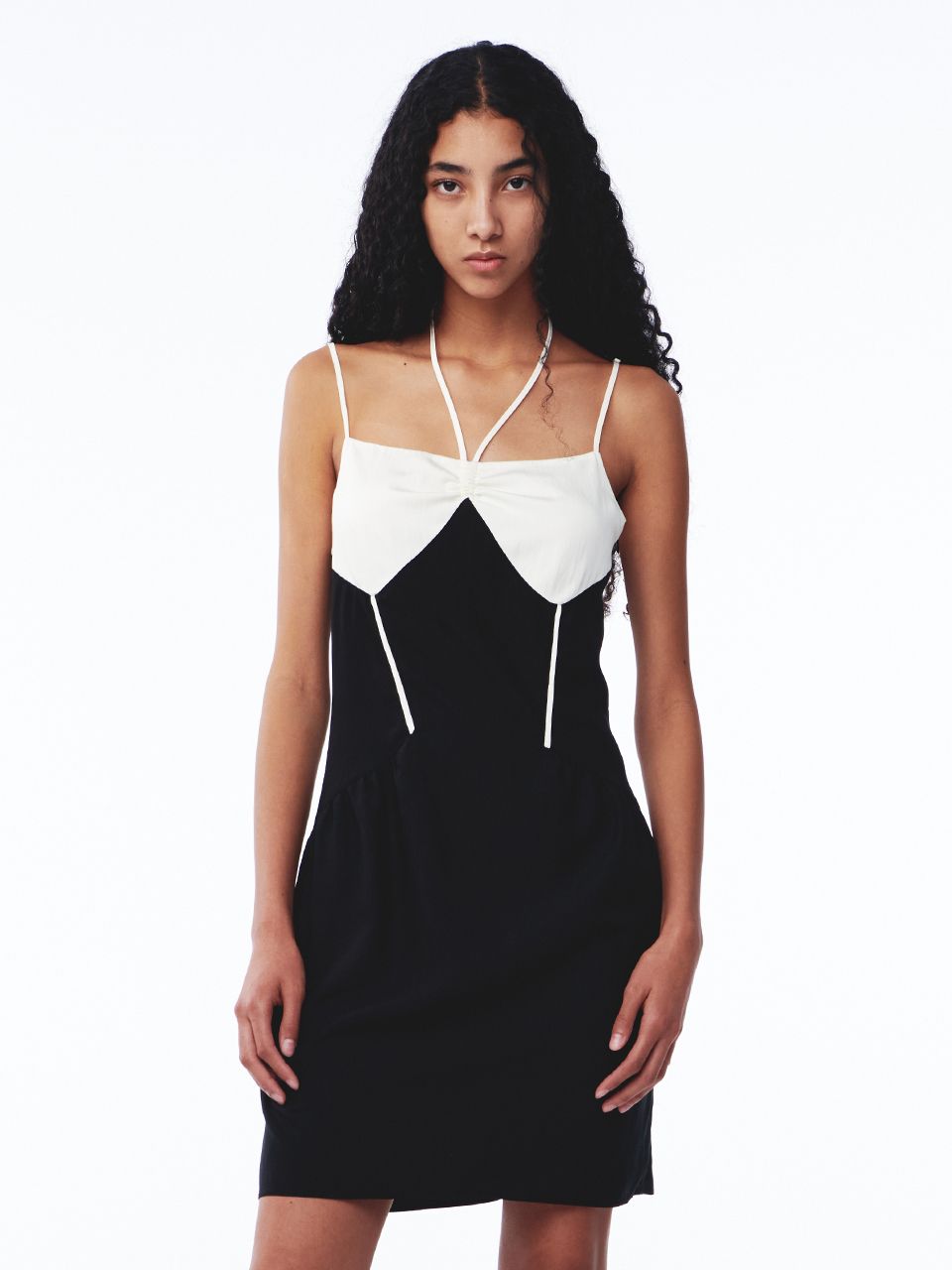 MUSINSA | KIJUN Blocked Camisole Mini Dress Black Ivory