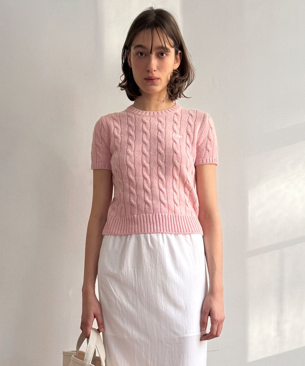 MUSINSA | SINOON Sinoon Logo Twisted Knit (Melange Pink)