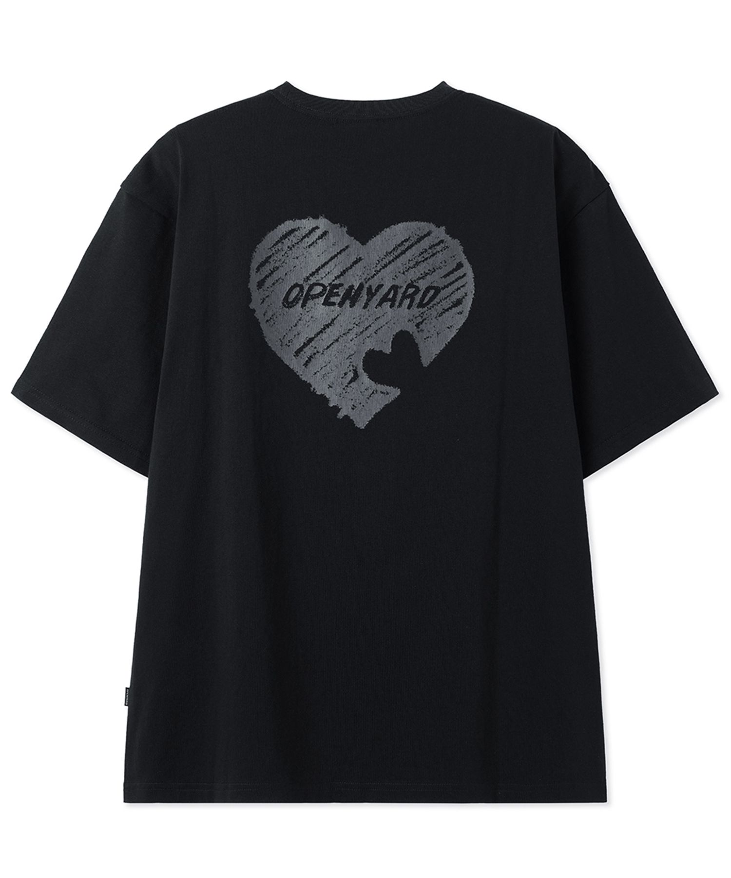 MUSINSA | OY CRAYON HEART TEE - BLACK