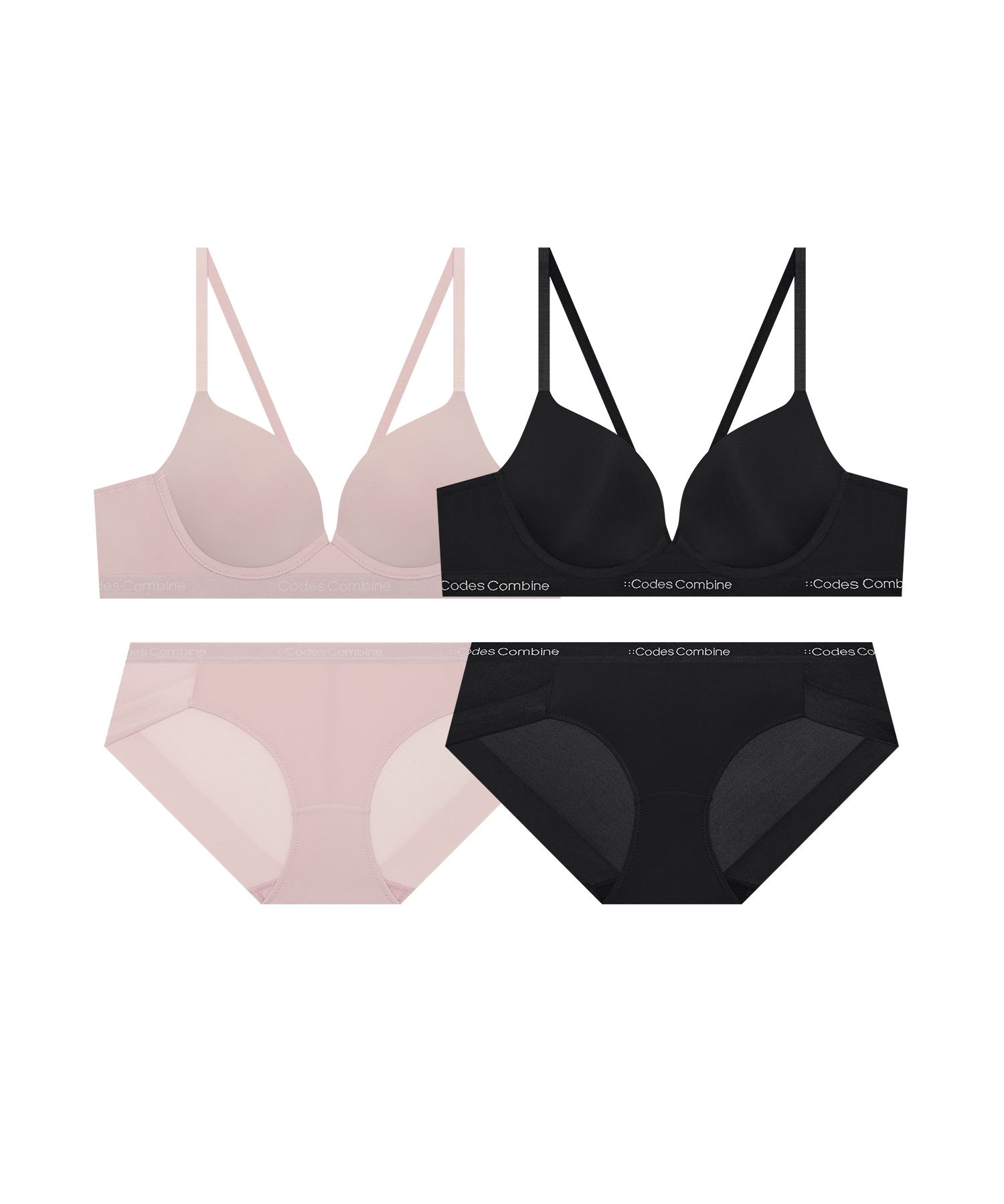 MUSINSA | CODESCOMBINE INNERWEAR [2PACK] Support No-Wire Bra Ham Panty Set